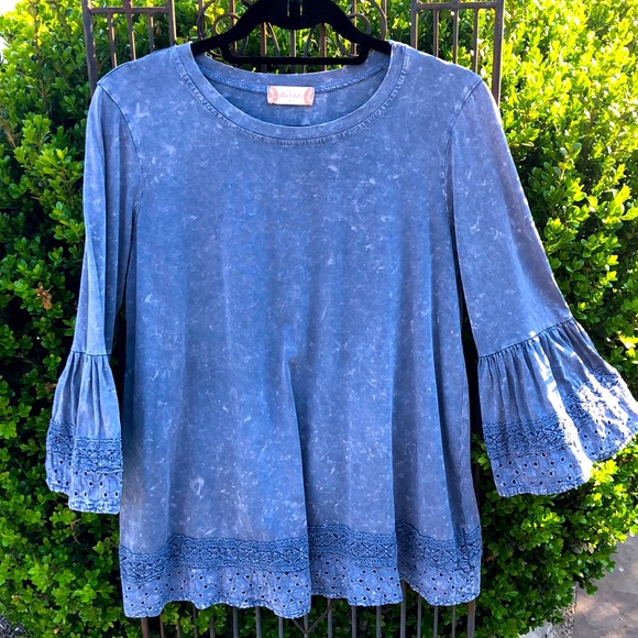 Altar'd State | Tops | Altard State Blue Boho Top 34 Sleeves | Poshmark